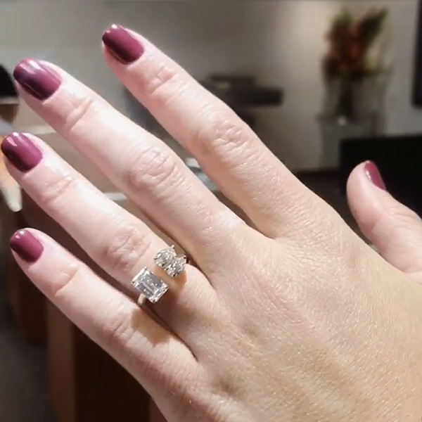 Kelsey Unique Open Front Three Stone Engagement Ring