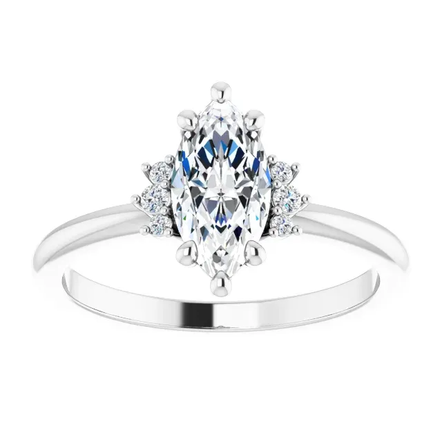 dimend SCAASI Odette Accented Side Stone Engagement Ring