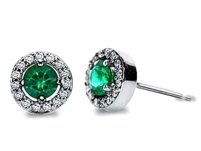 Emerald Loop Lab Grown Gemstone Diamond Halo Earrings | dimendSCAASI